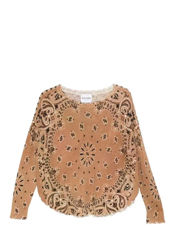 KUJTEN Mela Banda Bico Distressed-effect Sweater - Brown