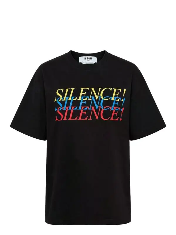 MSGM Graphic-print Cotton T-shirt - Black