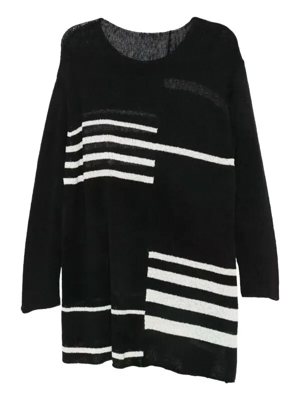 Yohji Yamamoto Intarsia-knit Distressed-effect Sweater - Black