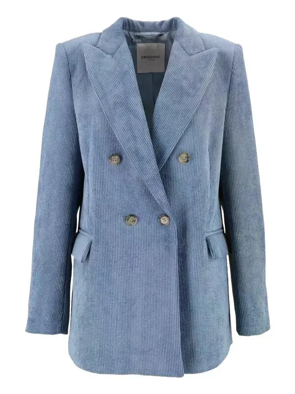 Ermanno Scervino Corduroy Double-breasted Jacket - Blue