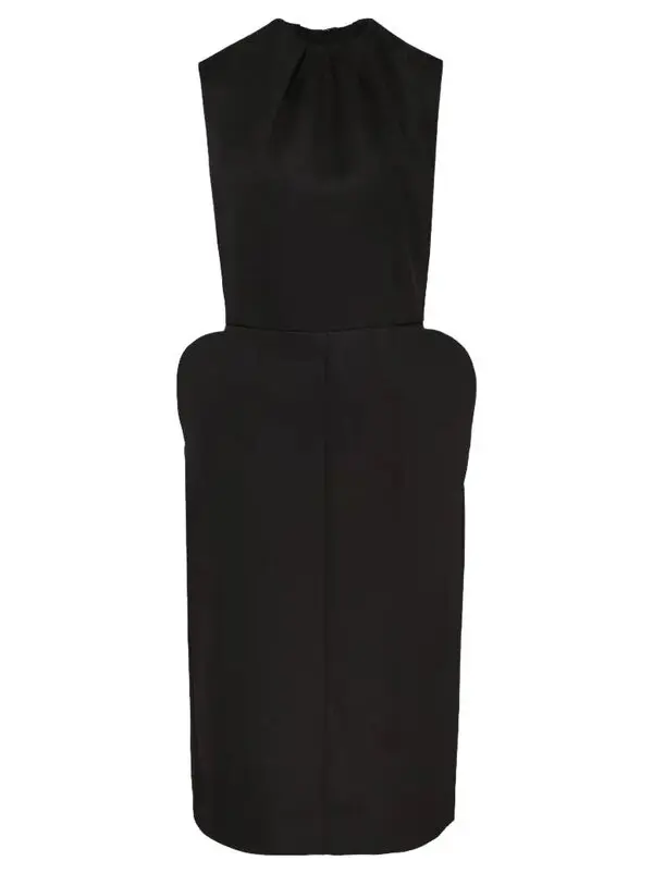 PUSHBUTTON Sleeveless Pleated-neck Midi Dress - Black