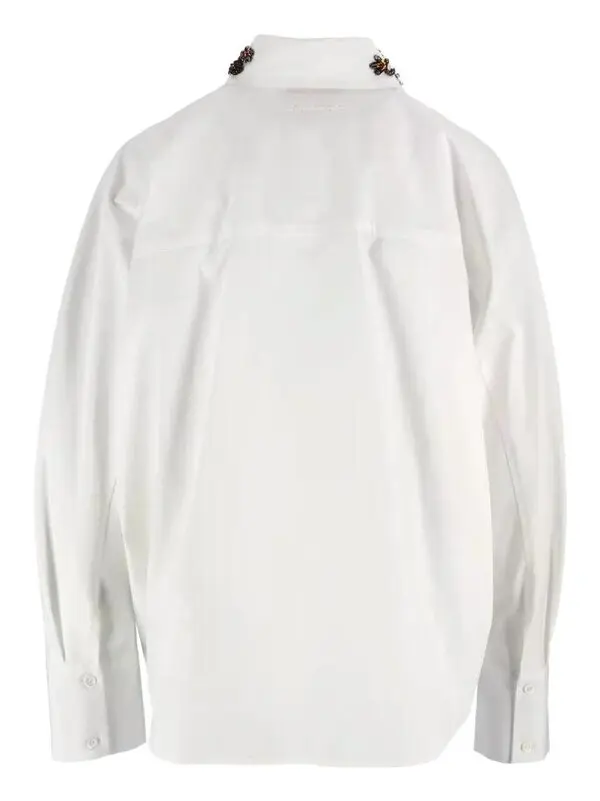 Ermanno Scervino Bead-embellished Cotton Shirt - White