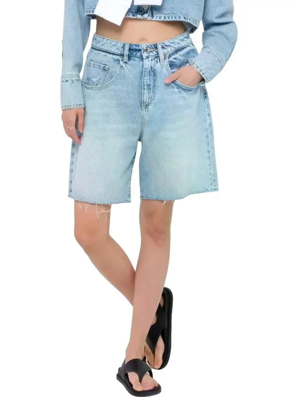 ICON DENIM LOS ANGELES Lea Frayed-hem Denim Shorts - Blue