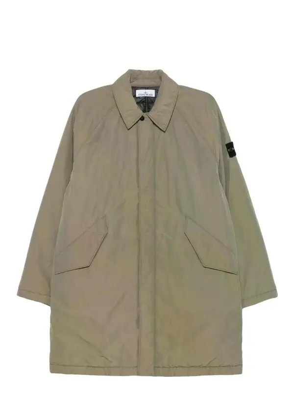 Stone Island Logo-patch Raglan-sleeve Coat - Green