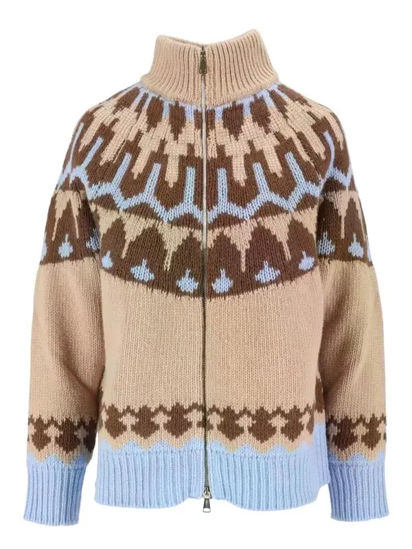 Ermanno Scervino Fair Isle Zip-up Cardigan - Neutrals