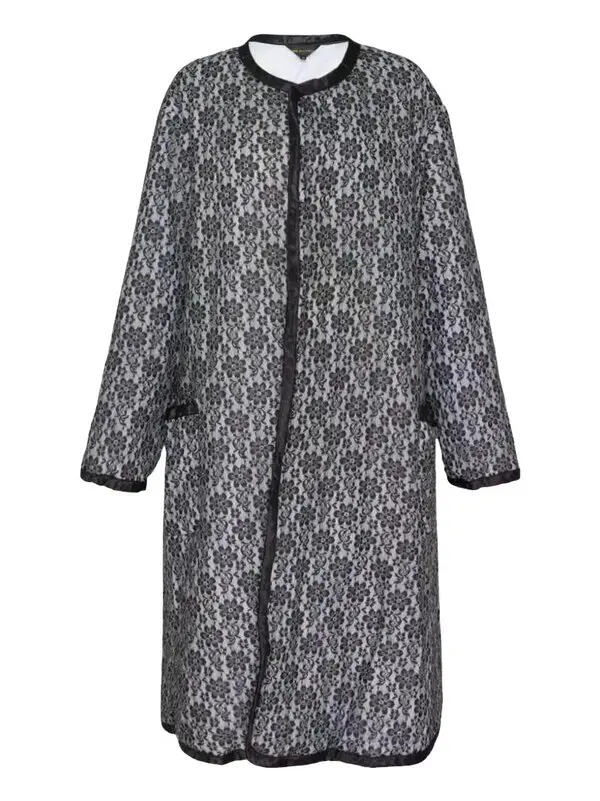 Comme Des Garçons Lace-overlay Longline Coat - Black