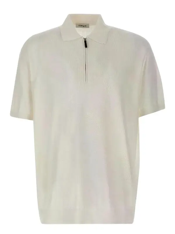 KANGRA Cable-knit Half-zip Polo Shirt - White