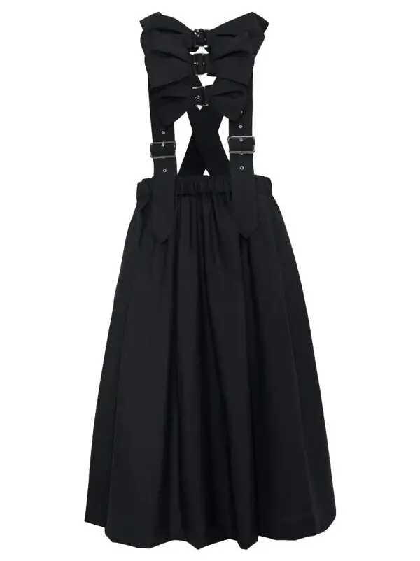 Noir Kei Ninomiya Bow-detail Cross-back Midi Dress - Black
