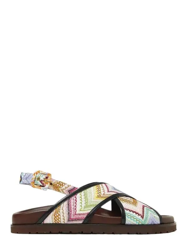 Missoni Zigzag-knit Crossover Sandals - Neutrals