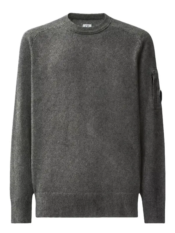 C.P. COMPANY Lambswool Lens Crewneck Sweater - Grey