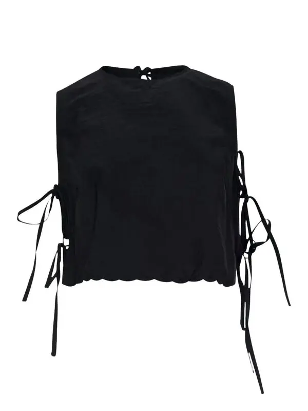 Cecilie Bahnsen Embroidered Lace-up Top - Black