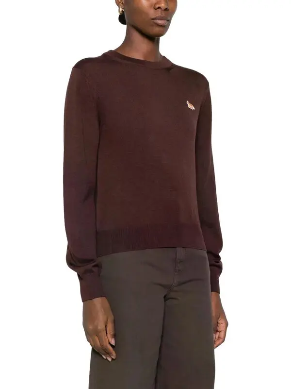 Maison Kitsuné Fox-patch Crew-neck Pullover - Brown