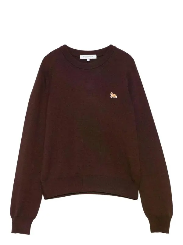 Maison Kitsuné Fox-patch Crew-neck Pullover - Brown