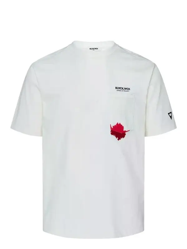 BLACKJACK Red Ink Logo-print Pocket T-shirt - White