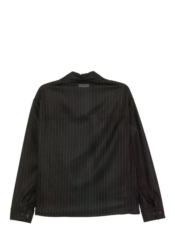 PAOLO PECORA Pinstripe-pattern Long-sleeve Shirt - Brown