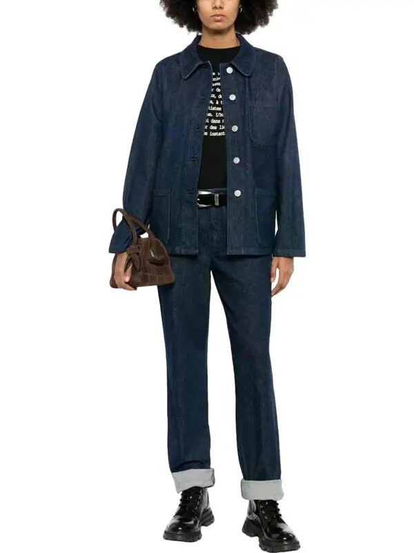 AGNES B. High-waisted Straight-leg Jeans - Blue