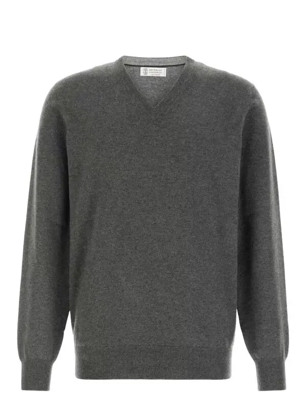 Brunello Cucinelli Cashmere V-neck Sweater - Grey