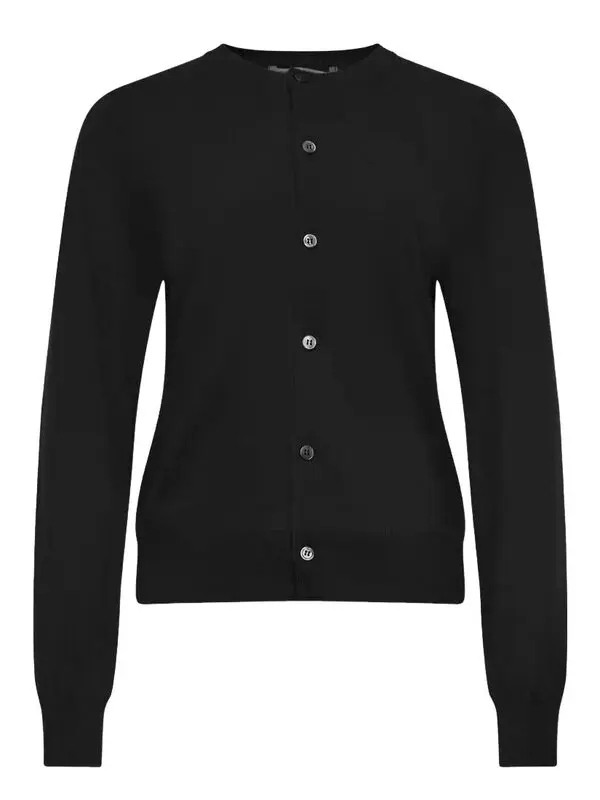 Comme Des Garçons Ribbed-trim Button-up Cardigan - Black