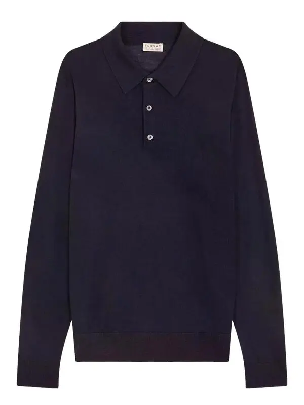 FURSAC Long-sleeve Wool Polo Shirt - Blue