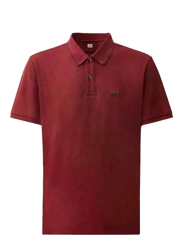 C.P. COMPANY Stretch Piquet Short-sleeve Striped-collar Polo - Red