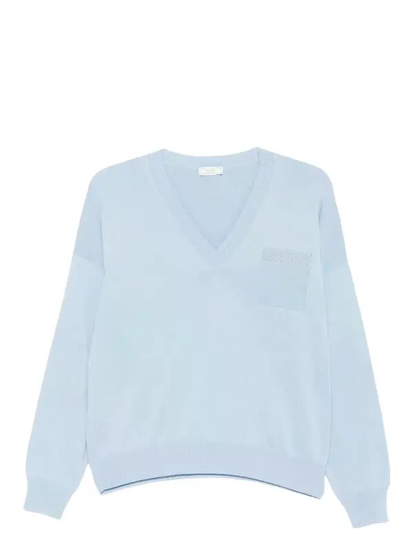 Peserico Embellished V-neck Sweater - Blue