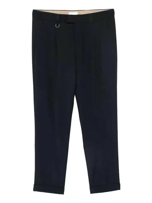 PAOLO PECORA Pleated Turn-up Trousers - Blue