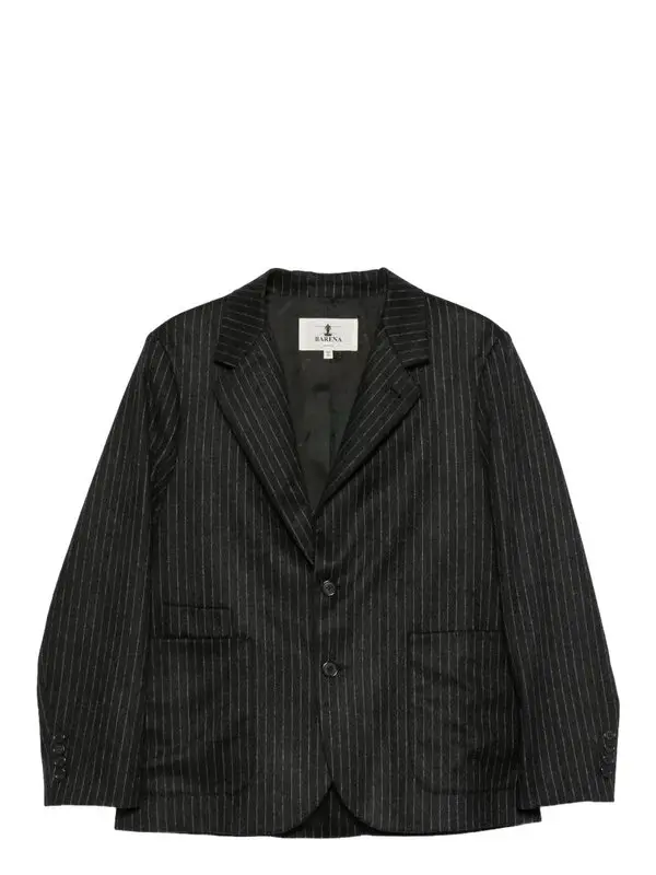 Barena Venezia Pinstripe Pattern Notched-lapels Jacket - Black