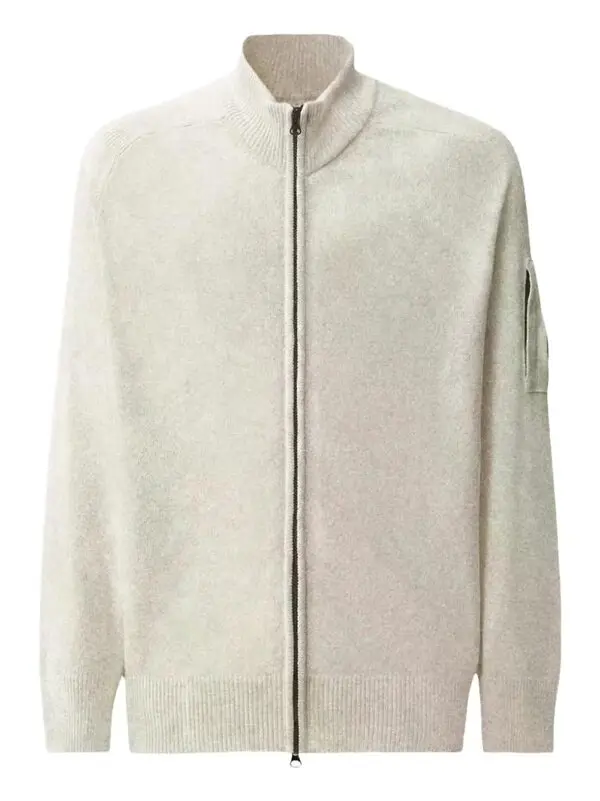 C.P. COMPANY Lambswool Lens Zipped Sweater - Neutrals