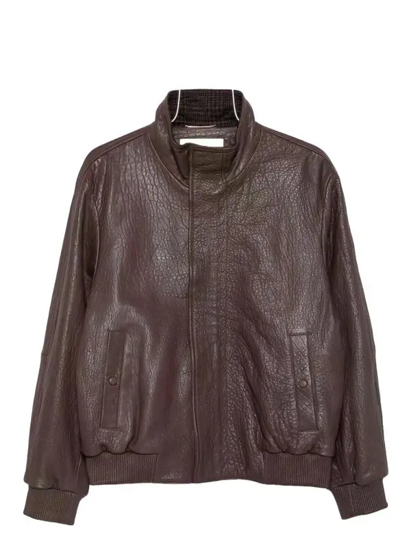 LARDINI Leather Zip-up Jacket - Red