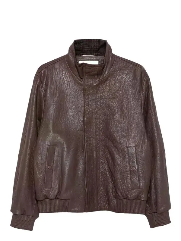 LARDINI Leather Zip-up Jacket - Red