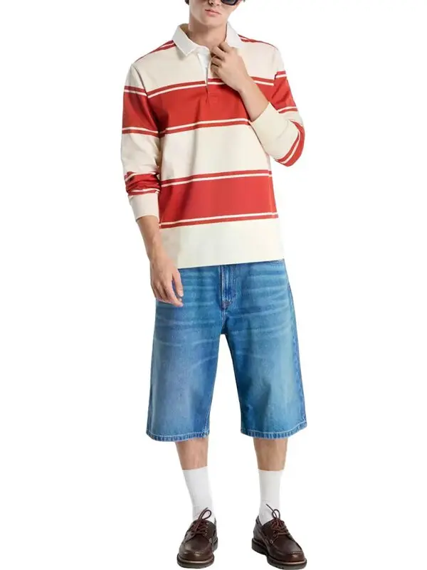 Gant Rugger Striped Long-sleeved Polo Shirt - Neutrals