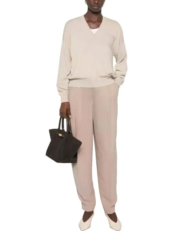 Peserico V-neck Pocket Sweater - Neutrals