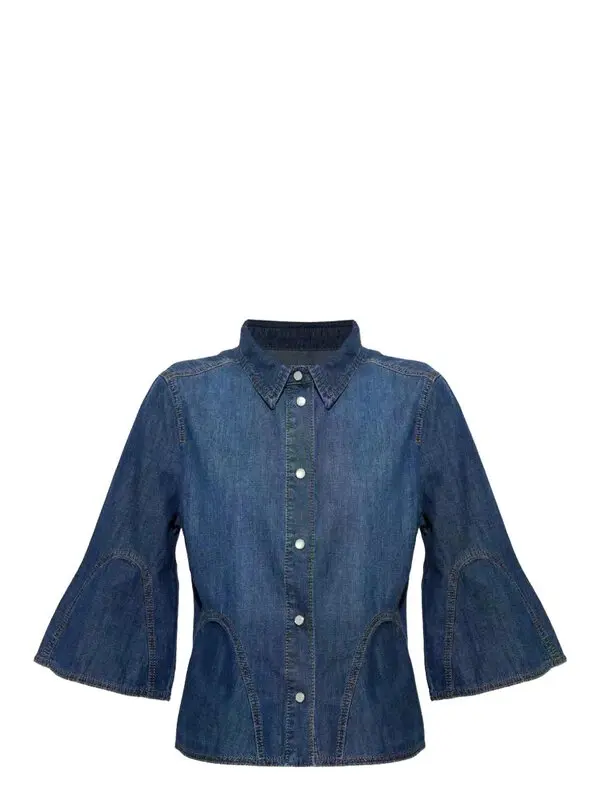 Munthe Vunna Flared-sleeve Denim Shirt - Blue
