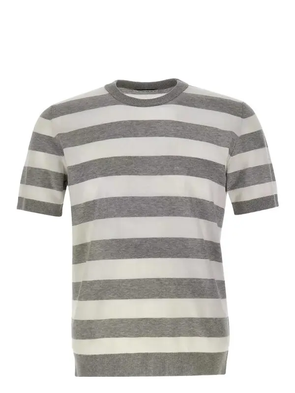 KANGRA Striped Cotton T-shirt - Grey