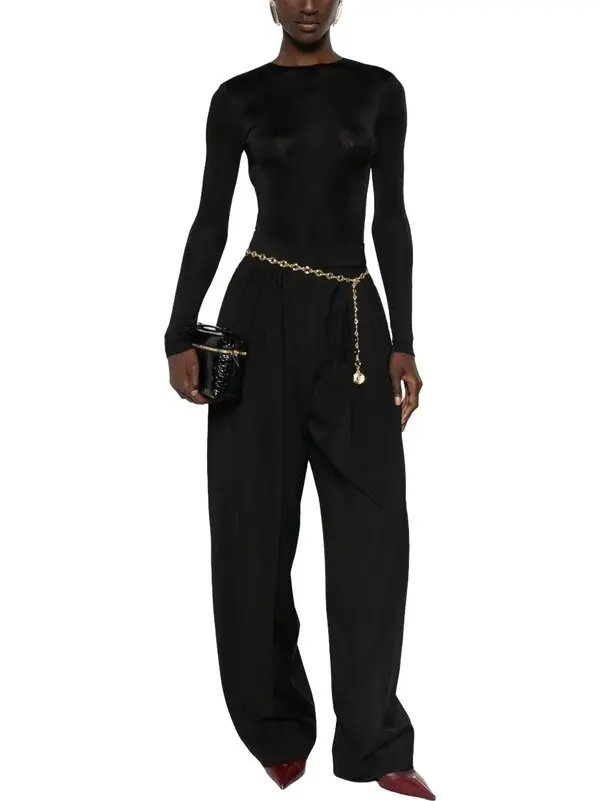 Saint Laurent Open-back Logo-pendant Bodysuit - Black