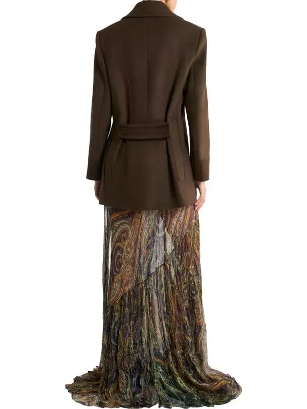 Etro Long Double-breasted Wool-blend Cloth Jacket - Brown