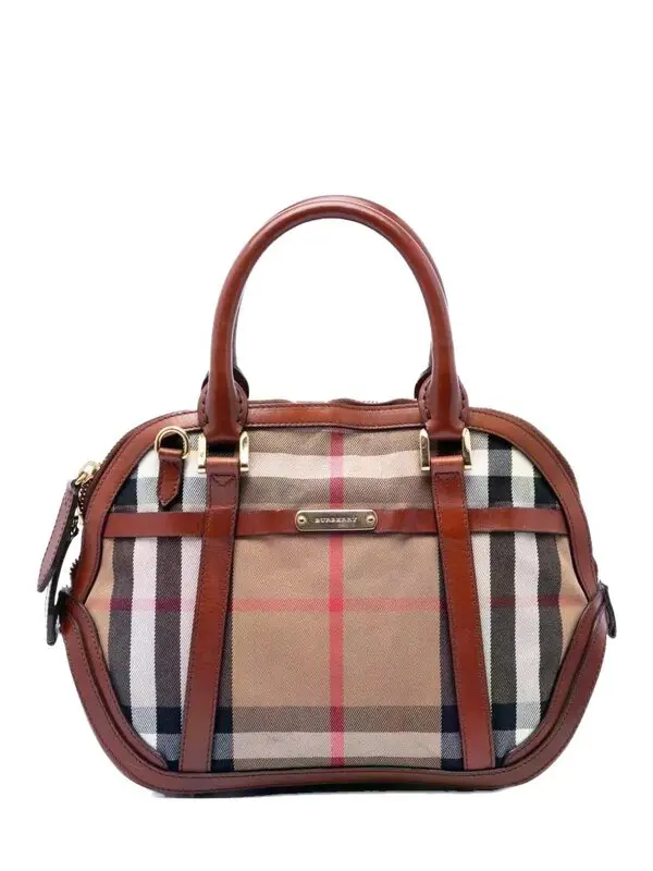 Burberry House Check Canvas Bridle Orchard Satchel - Brown