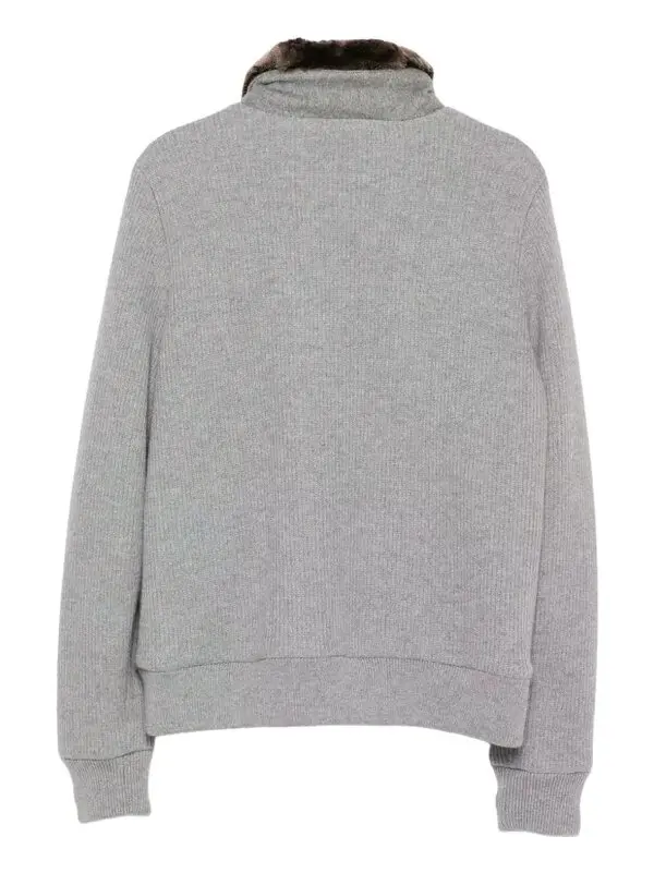 MOORER Faux-fur Collar Panelled Bomber Jacket - Grey