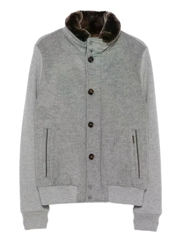 MOORER Faux-fur Collar Panelled Bomber Jacket - Grey