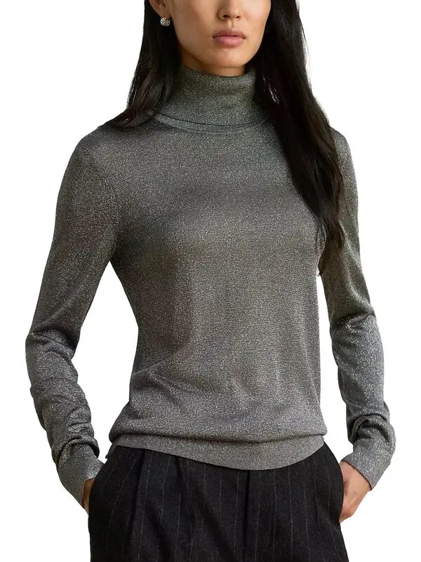 Ralph Lauren Metallic-effect Roll-neck Sweater - Grey