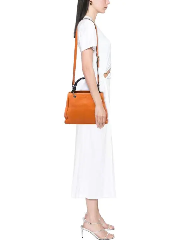 Gucci Calfskin Bamboo Shopper Satchel - Orange