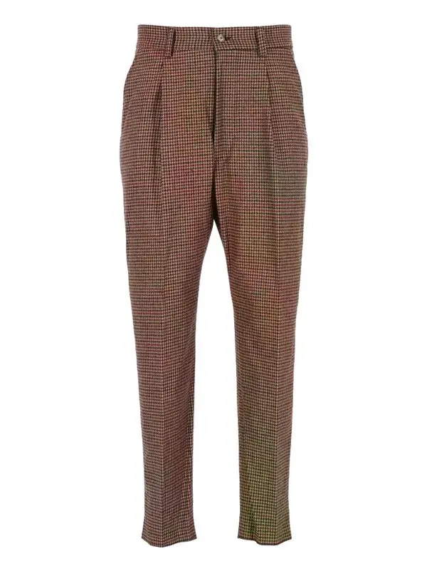 Eleventy Houndstooth-pattern Pleated Trousers - Brown
