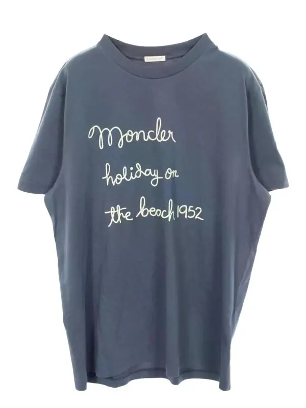 Moncler 2020 Logo Embroidery T-shirt - Blue