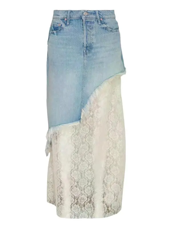 MOTHER Peek-a-boo Asymmetric-hem Maxi Skirt - Neutrals
