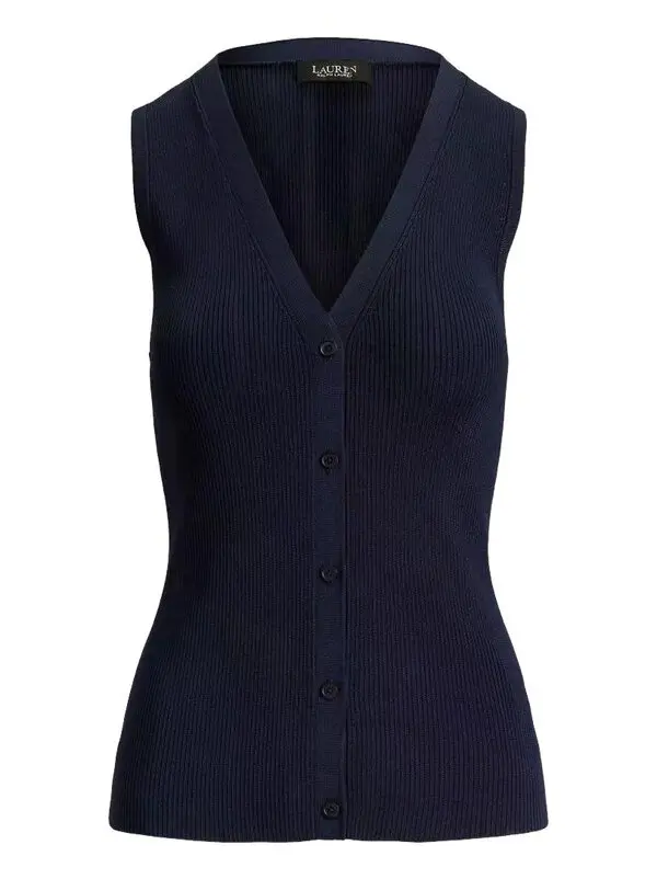 Ralph Lauren Ribbed-knit Sleeveless Cardigan - Blue