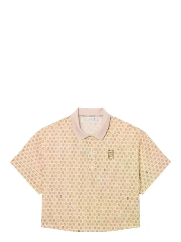 Lacoste Oversized Tennis Print Polo Top - Neutrals