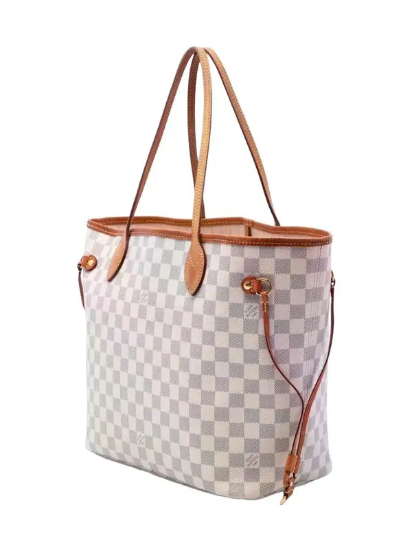 LOUIS VUITTON Damier Azur Neverfull Mm Tote Bag - White