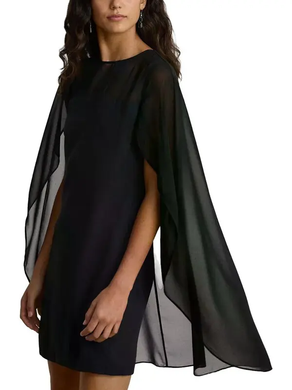 Ralph Lauren Georgette Cape-overlay Mini Dress - Black