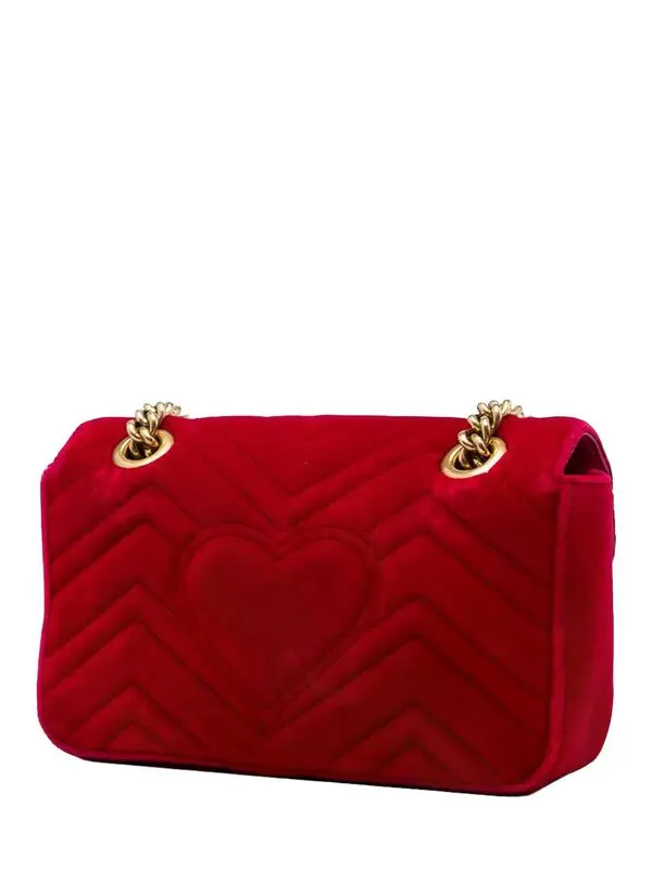 Gucci Gg Marmont Matelassé Velvet Shoulder Bag - Red