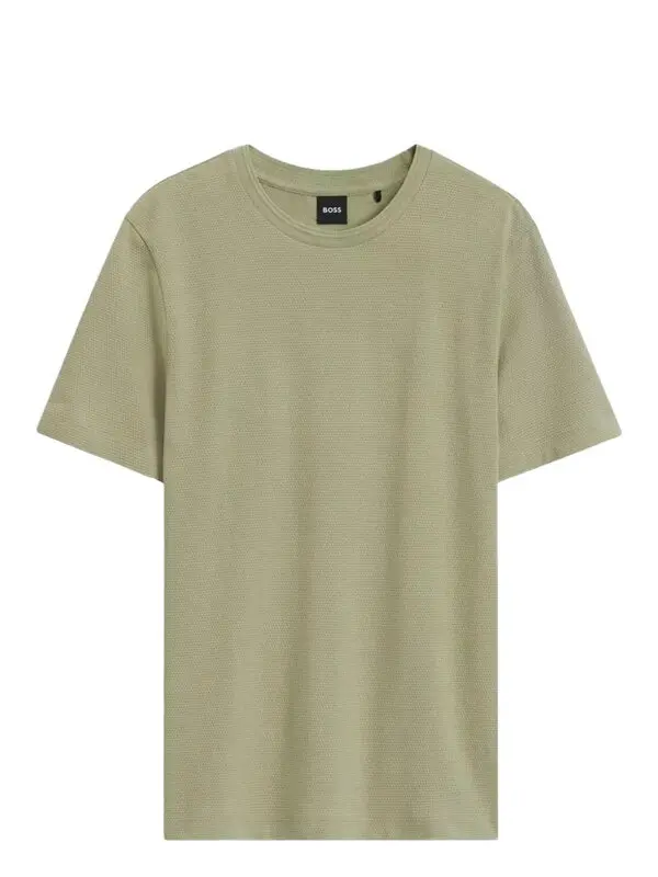 BOSS Bubble-jacquard Structure T-shirt In A Cotton Blend - Green